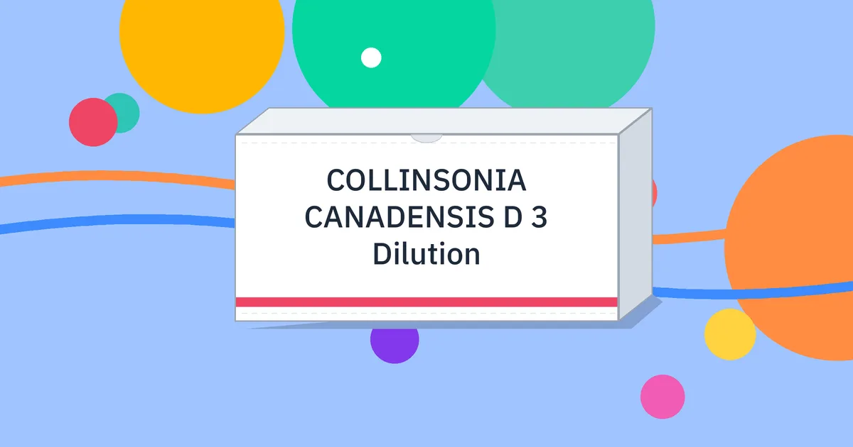 Symbolbild: Packung mit der Aufschrift COLLINSONIA CANADENSIS D 3 Dilution (PZN 02611699) – Verfügbarkeit und Bezug in Apotheken in Frankfurt am Main