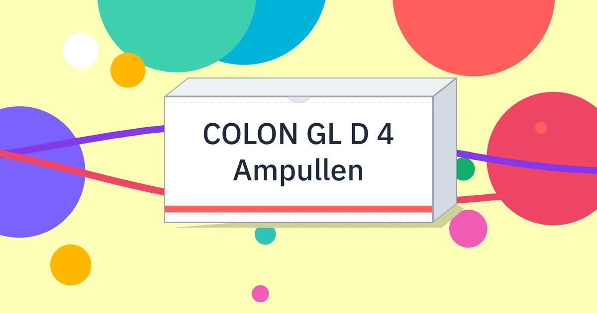 Symbolbild: Packung mit der Aufschrift COLON GL D 4 Ampullen (PZN 02830728) – Verfügbarkeit und Bezug in Apotheken in Frankfurt am Main