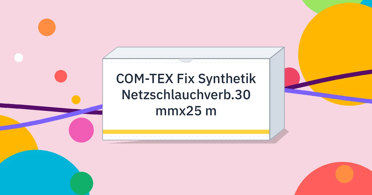 Symbolbild: Packung mit der Aufschrift COM-TEX Fix Synthetik Netzschlauchverb.30 mmx25 m (PZN 04723149) – Verfügbarkeit und Bezug in Apotheken in Frankfurt am Main