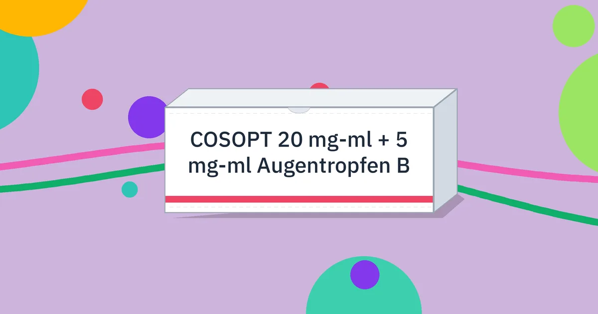 Symbolbild: Packung mit der Aufschrift COSOPT 20 mg-ml + 5 mg-ml Augentropfen B (PZN 03397133) – Verfügbarkeit und Bezug in Apotheken in Frankfurt am Main