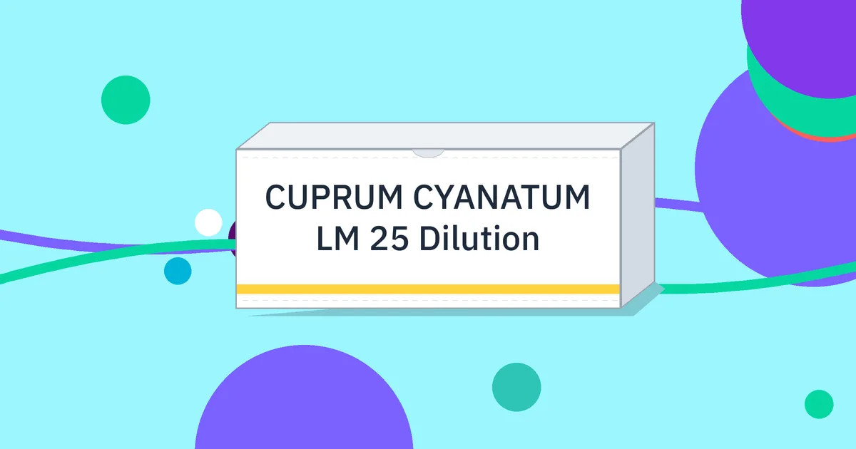 Symbolbild: Packung mit der Aufschrift CUPRUM CYANATUM LM 25 Dilution (PZN 13458344) – Verfügbarkeit und Bezug in Apotheken in Frankfurt am Main