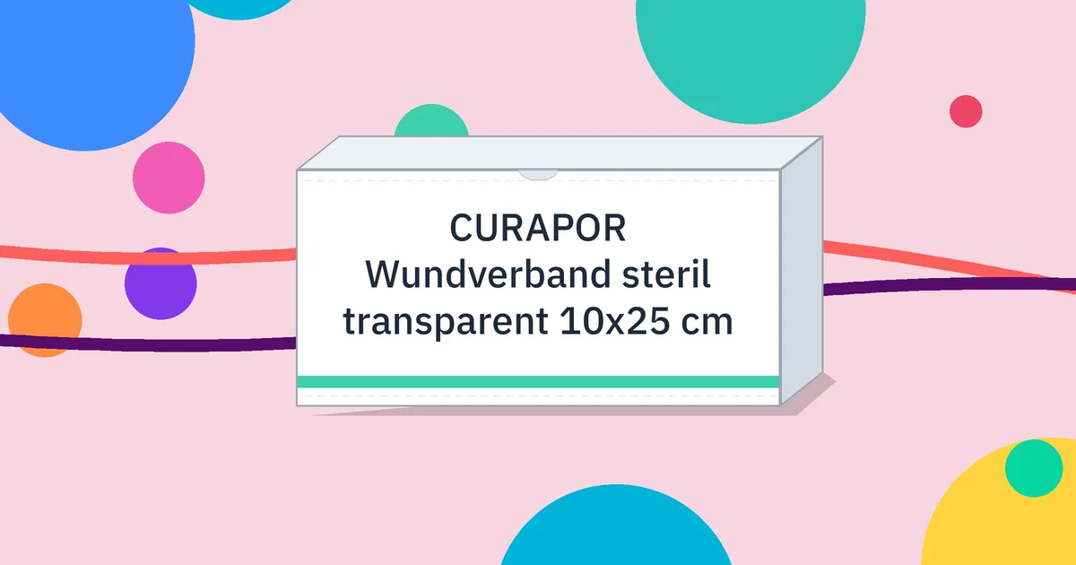 Symbolbild: Packung mit der Aufschrift CURAPOR Wundverband steril transparent 10x25 cm (PZN 17451184) – Verfügbarkeit und Bezug in Apotheken in Frankfurt am Main