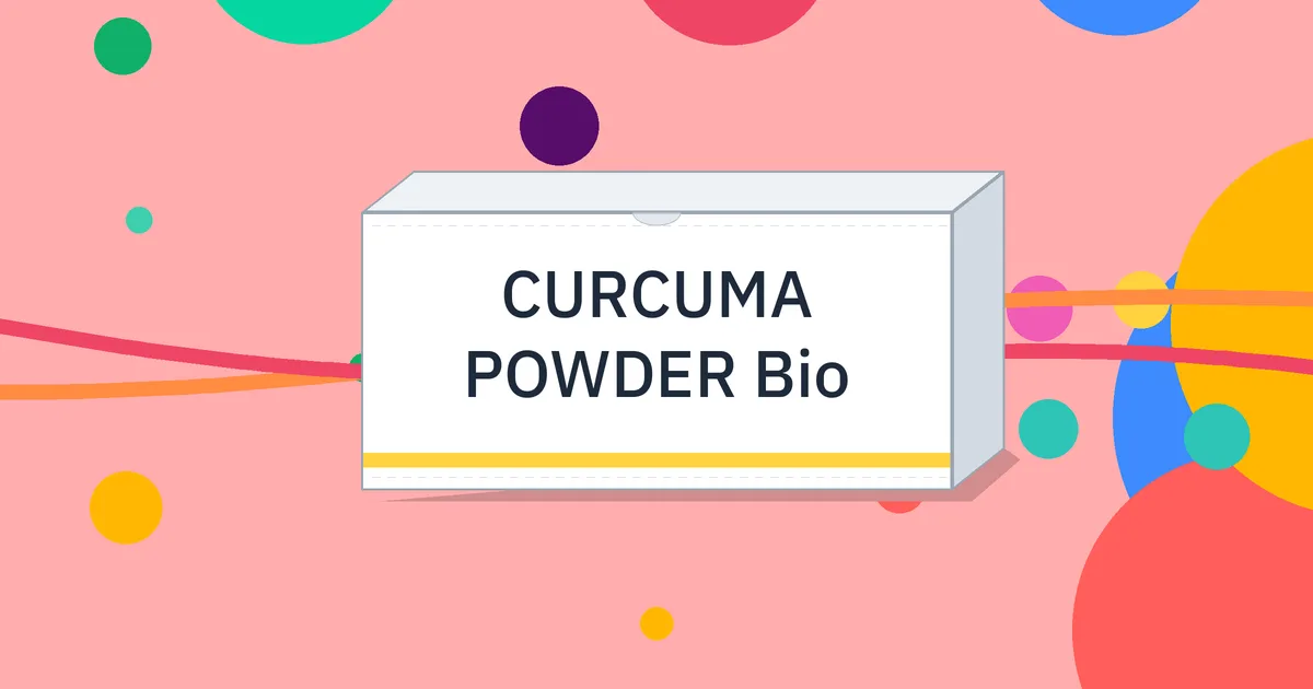 Symbolbild: Packung mit der Aufschrift CURCUMA POWDER Bio (PZN 18412447) – Verfügbarkeit und Bezug in Apotheken in Frankfurt am Main
