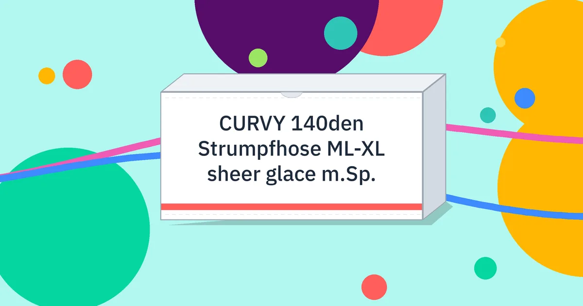 Symbolbild: Packung mit der Aufschrift CURVY 140den Strumpfhose ML-XL sheer glace m.Sp. (PZN 16175517) – Verfügbarkeit und Bezug in Apotheken in Frankfurt am Main