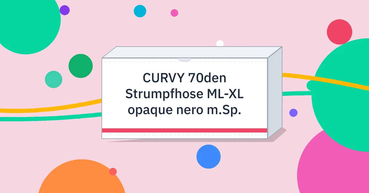 Symbolbild: Packung mit der Aufschrift CURVY 70den Strumpfhose ML-XL opaque nero m.Sp. (PZN 16175894) – Verfügbarkeit und Bezug in Apotheken in Frankfurt am Main