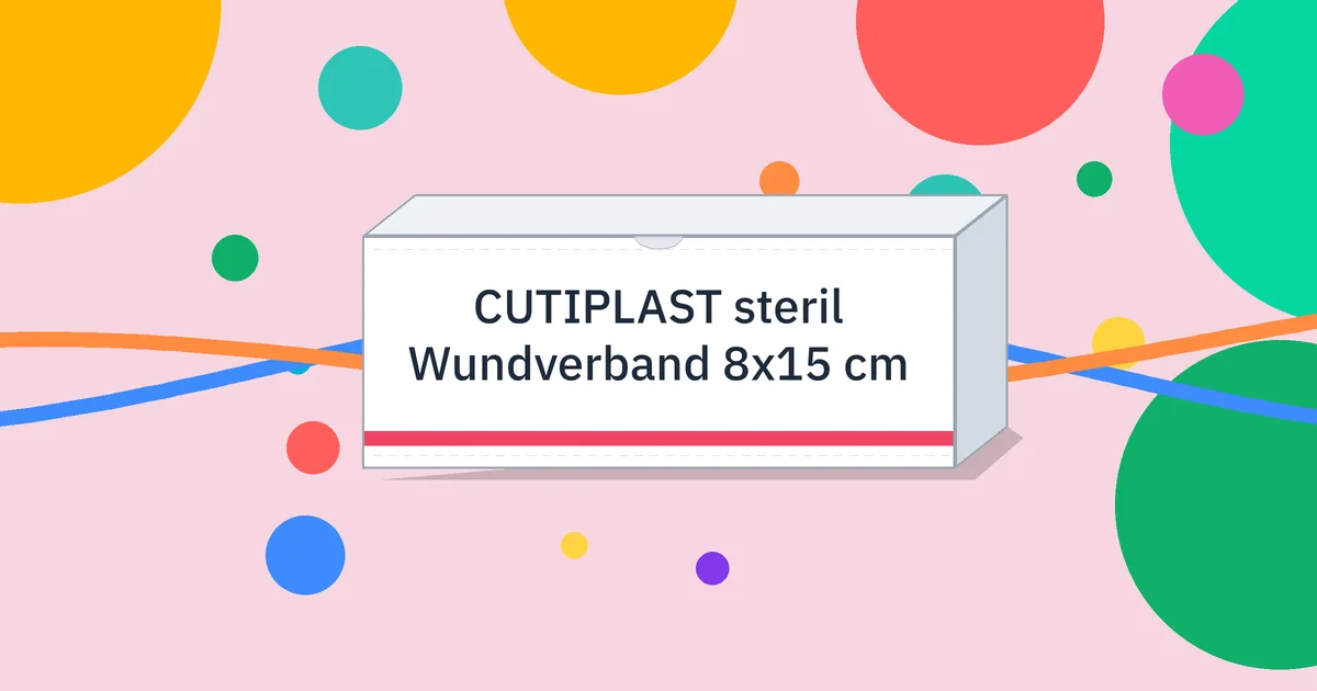 Symbolbild: Packung mit der Aufschrift CUTIPLAST steril Wundverband 8x15 cm (PZN 10391059) – Verfügbarkeit und Bezug in Apotheken in Frankfurt am Main