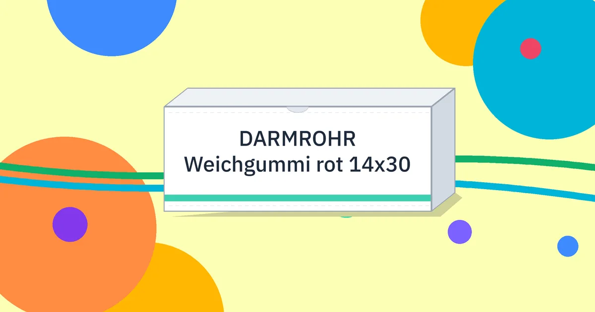 Symbolbild: Packung mit der Aufschrift DARMROHR Weichgummi rot 14x30 (PZN 01726207) – Verfügbarkeit und Bezug in Apotheken in Frankfurt am Main