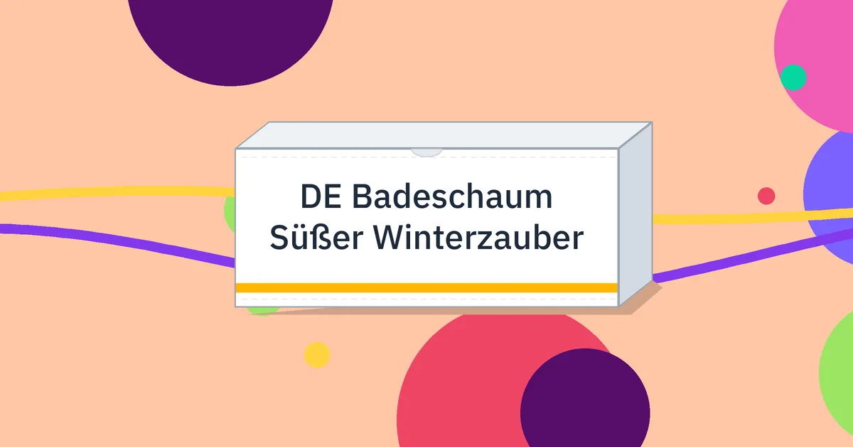 Symbolbild: Packung mit der Aufschrift DE Badeschaum Süßer Winterzauber (PZN 17457258) – Verfügbarkeit und Bezug in Apotheken in Frankfurt am Main