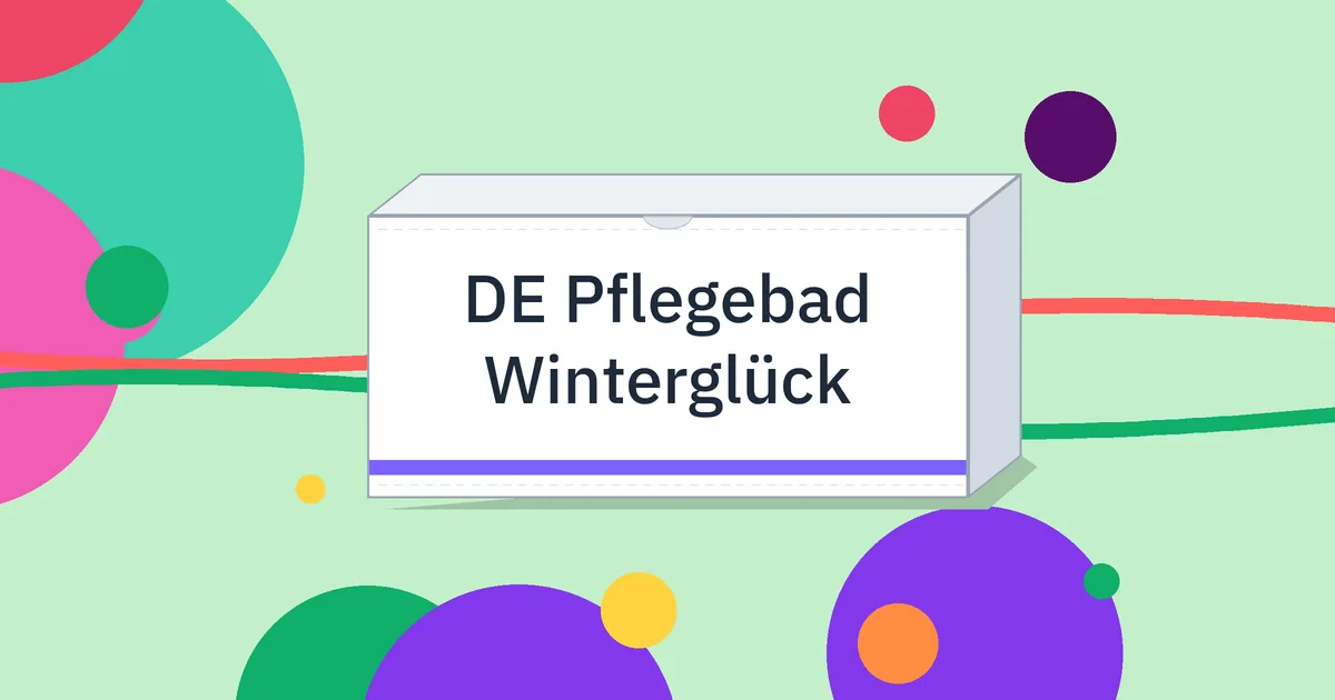 Symbolbild: Packung mit der Aufschrift DE Pflegebad Winterglück (PZN 14296145) – Verfügbarkeit und Bezug in Apotheken in Frankfurt am Main