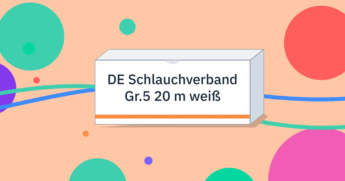 Symbolbild: Packung mit der Aufschrift DE Schlauchverband Gr.5 20 m weiß (PZN 05965593) – Verfügbarkeit und Bezug in Apotheken in Frankfurt am Main