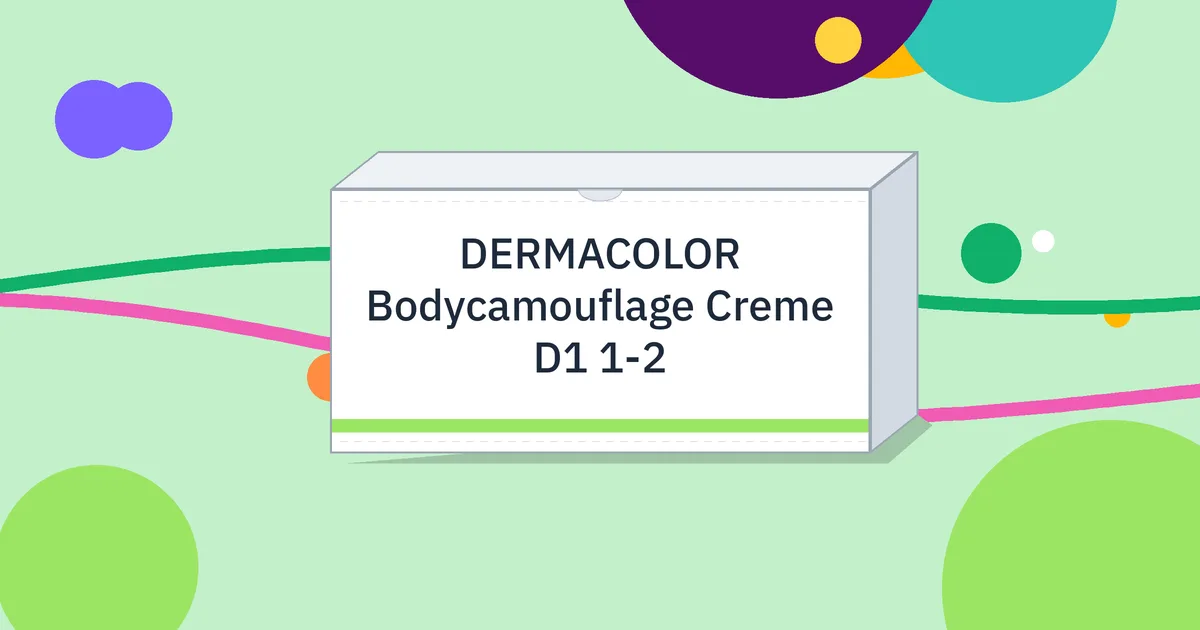 Symbolbild: Packung mit der Aufschrift DERMACOLOR Bodycamouflage Creme D1 1-2 (PZN 15818031) – Verfügbarkeit und Bezug in Apotheken in Frankfurt am Main
