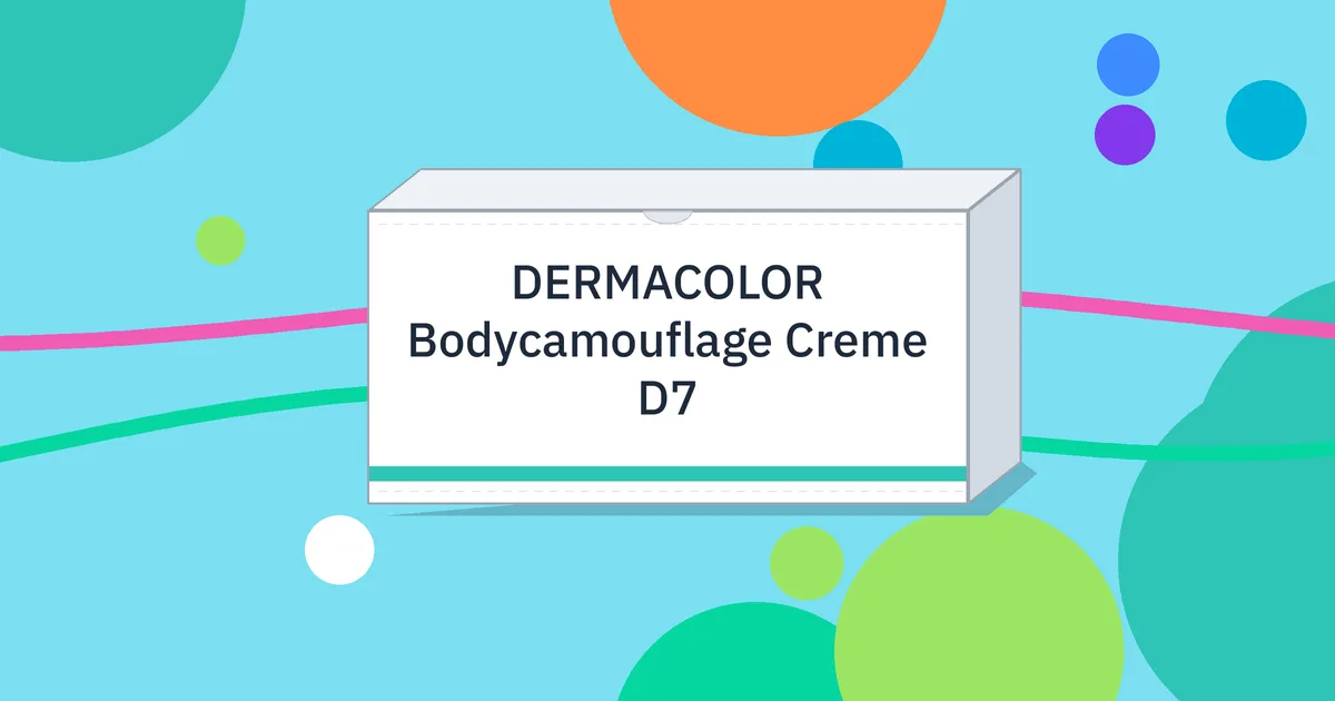 Symbolbild: Packung mit der Aufschrift DERMACOLOR Bodycamouflage Creme D7 (PZN 15818404) – Verfügbarkeit und Bezug in Apotheken in Frankfurt am Main