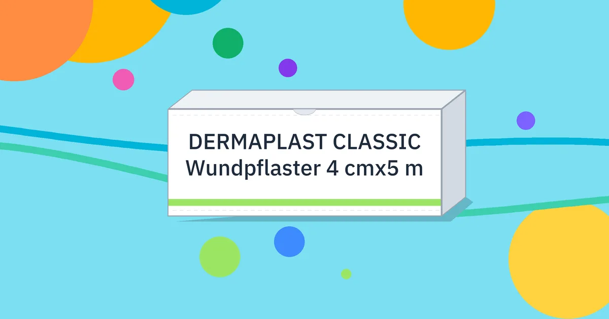 Symbolbild: Packung mit der Aufschrift DERMAPLAST CLASSIC Wundpflaster 4 cmx5 m (PZN 03645861) – Verfügbarkeit und Bezug in Apotheken in Frankfurt am Main