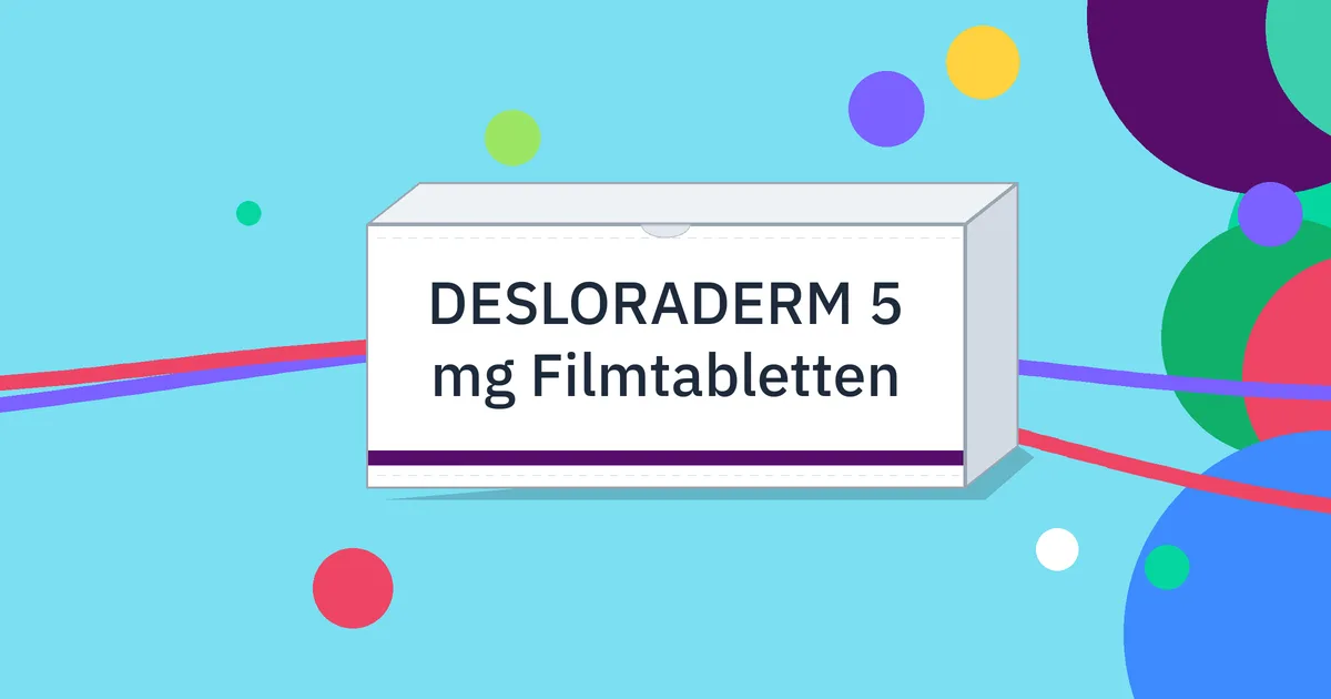 Symbolbild: Packung mit der Aufschrift DESLORADERM 5 mg Filmtabletten (PZN 09466680) – Verfügbarkeit und Bezug in Apotheken in Frankfurt am Main