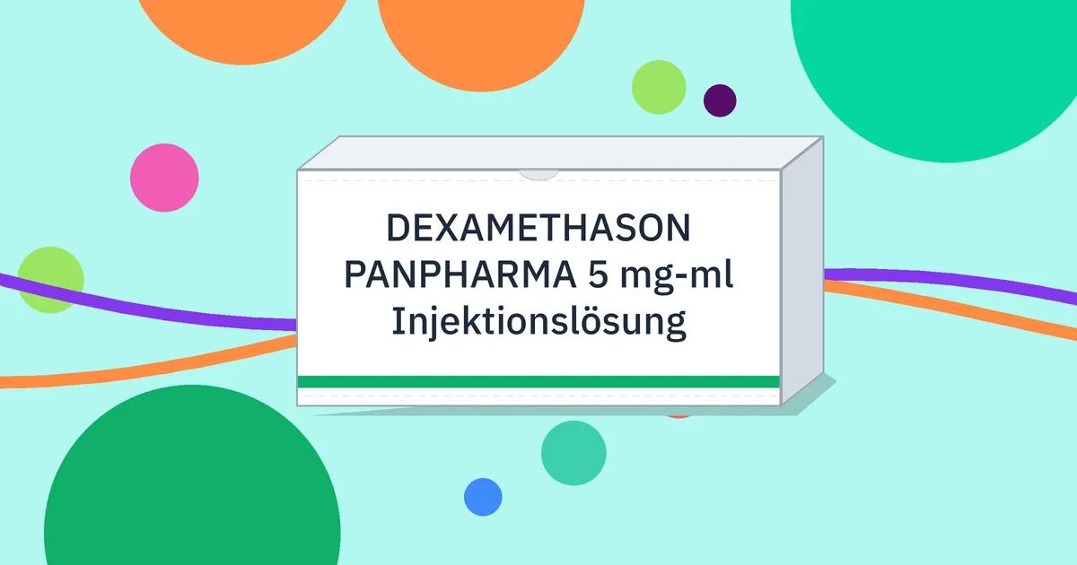 Symbolbild: Packung mit der Aufschrift DEXAMETHASON PANPHARMA 5 mg-ml Injektionslösung (PZN 16199831) – Verfügbarkeit und Bezug in Apotheken in Frankfurt am Main