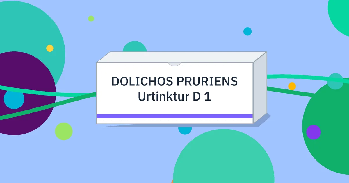 Symbolbild: Packung mit der Aufschrift DOLICHOS PRURIENS Urtinktur D 1 (PZN 02127532) – Verfügbarkeit und Bezug in Apotheken in Frankfurt am Main