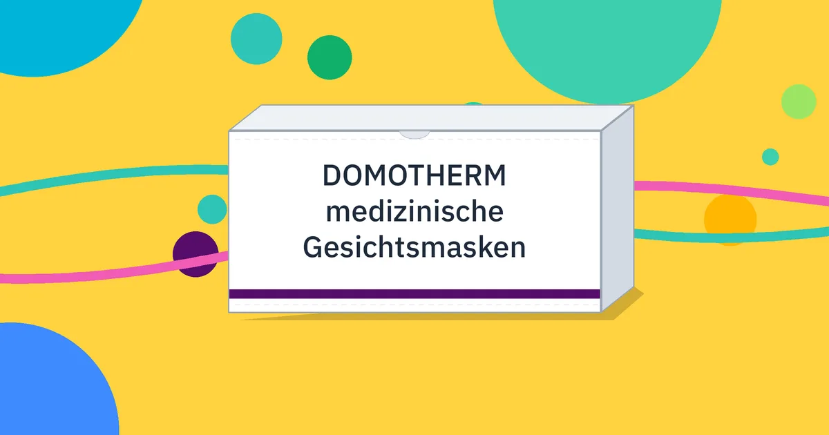Symbolbild: Packung mit der Aufschrift DOMOTHERM medizinische Gesichtsmasken (PZN 17380389) – Verfügbarkeit und Bezug in Apotheken in Frankfurt am Main