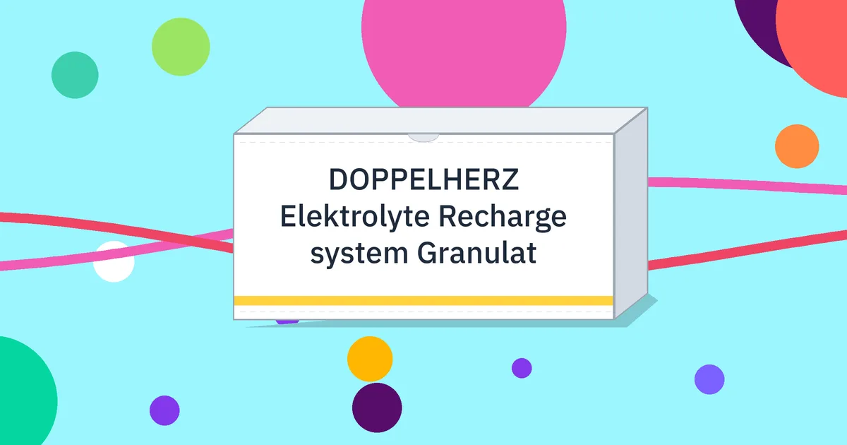 Symbolbild: Packung mit der Aufschrift DOPPELHERZ Elektrolyte Recharge system Granulat (PZN 18913994) – Verfügbarkeit und Bezug in Apotheken in Frankfurt am Main