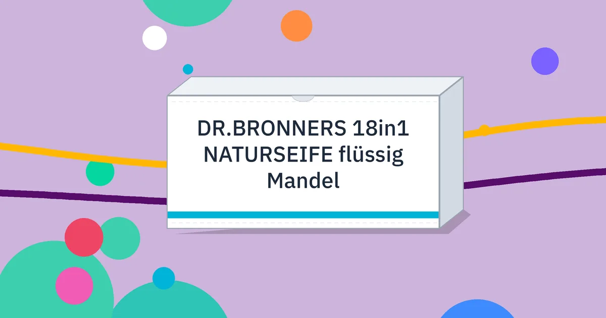 Symbolbild: Packung mit der Aufschrift DR.BRONNERS 18in1 NATURSEIFE flüssig Mandel (PZN 19241580) – Verfügbarkeit und Bezug in Apotheken in Frankfurt am Main