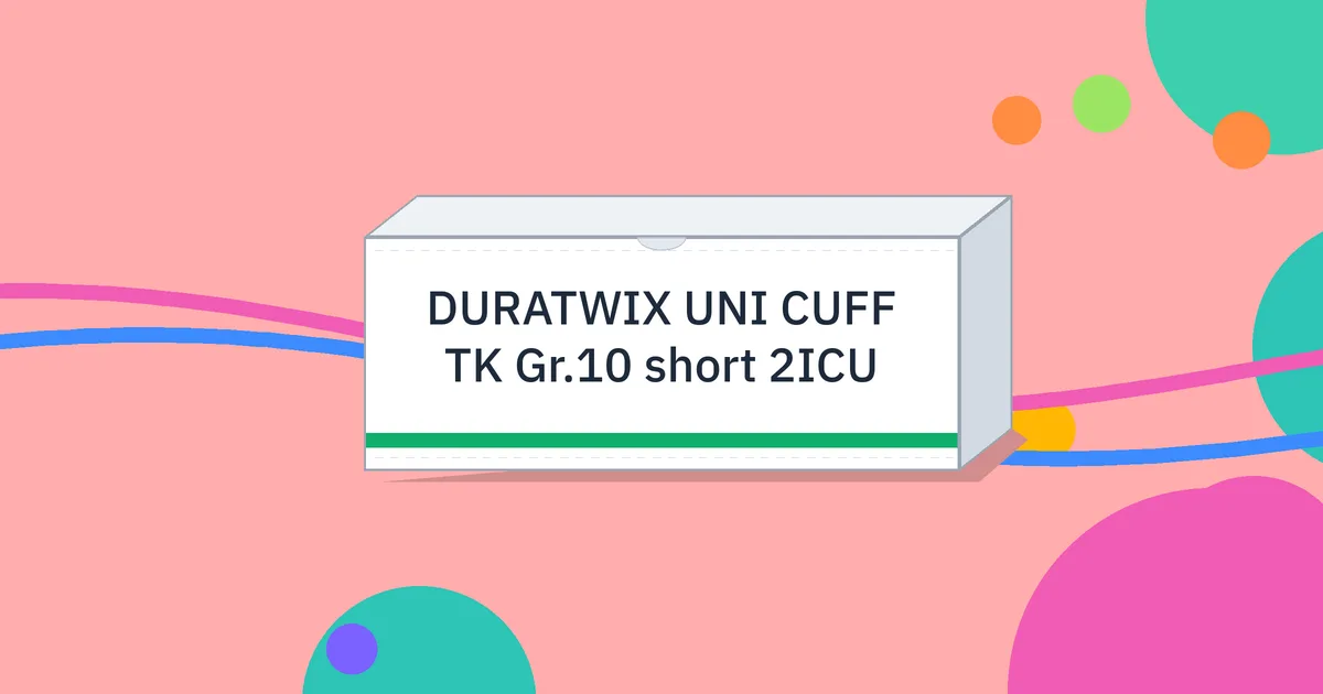 Symbolbild: Packung mit der Aufschrift DURATWIX UNI CUFF TK Gr.10 short 2ICU (PZN 19788350) – Verfügbarkeit und Bezug in Apotheken in Frankfurt am Main