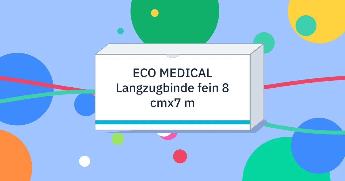 Symbolbild: Packung mit der Aufschrift ECO MEDICAL Langzugbinde fein 8 cmx7 m (PZN 11143174) – Verfügbarkeit und Bezug in Apotheken in Frankfurt am Main