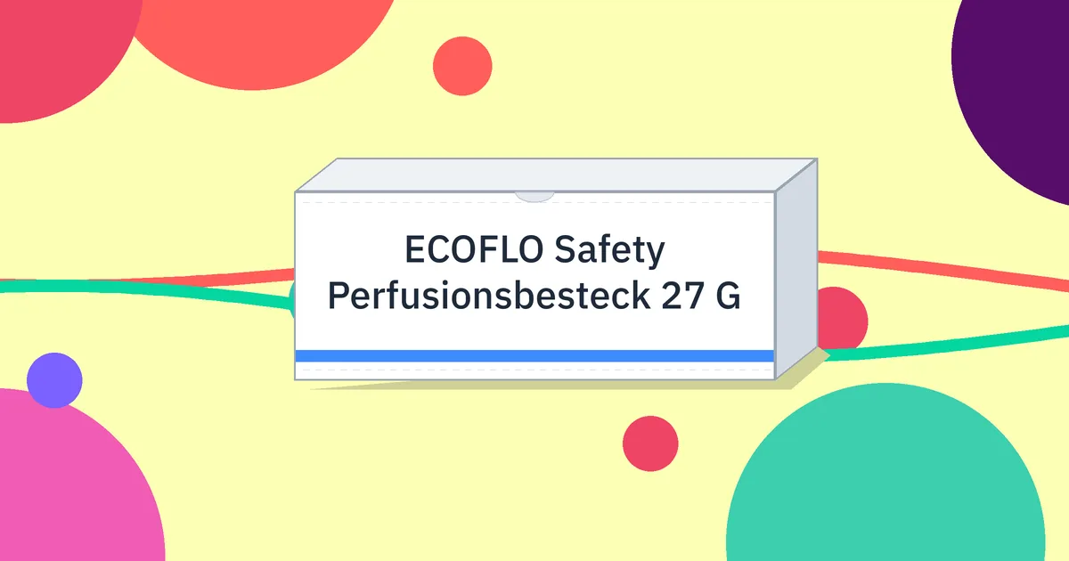 Symbolbild: Packung mit der Aufschrift ECOFLO Safety Perfusionsbesteck 27 G (PZN 19888198) – Verfügbarkeit und Bezug in Apotheken in Frankfurt am Main