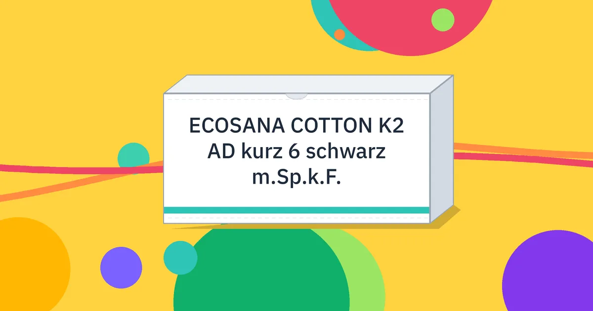 Symbolbild: Packung mit der Aufschrift ECOSANA COTTON K2 AD kurz 6 schwarz m.Sp.k.F. (PZN 16948215) – Verfügbarkeit und Bezug in Apotheken in Frankfurt am Main