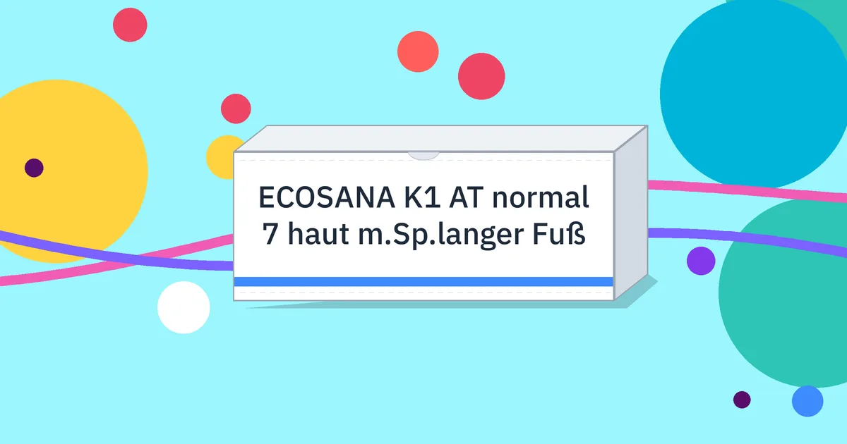 Symbolbild: Packung mit der Aufschrift ECOSANA K1 AT normal 7 haut m.Sp.langer Fuß (PZN 04732450) – Verfügbarkeit und Bezug in Apotheken in Frankfurt am Main