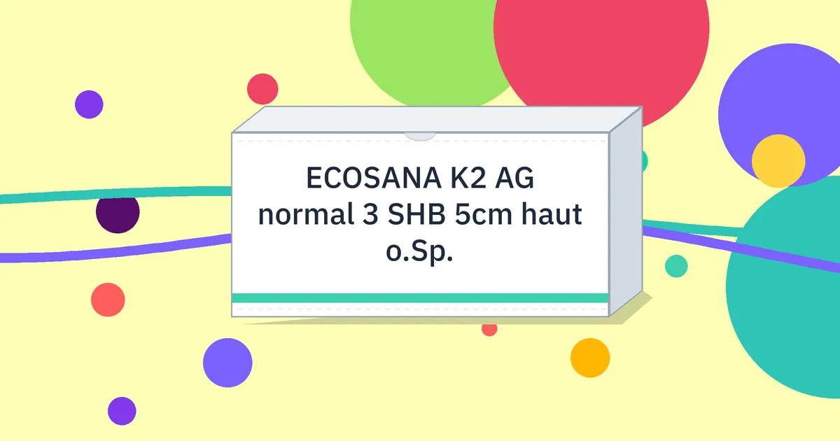 Symbolbild: Packung mit der Aufschrift ECOSANA K2 AG normal 3 SHB 5cm haut o.Sp. (PZN 01425925) – Verfügbarkeit und Bezug in Apotheken in Frankfurt am Main