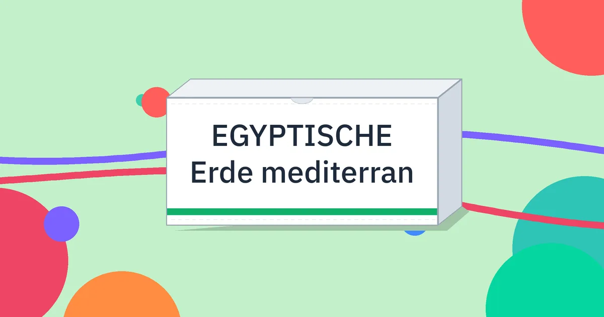 Symbolbild: Packung mit der Aufschrift EGYPTISCHE Erde mediterran (PZN 08610548) – Verfügbarkeit und Bezug in Apotheken in Frankfurt am Main
