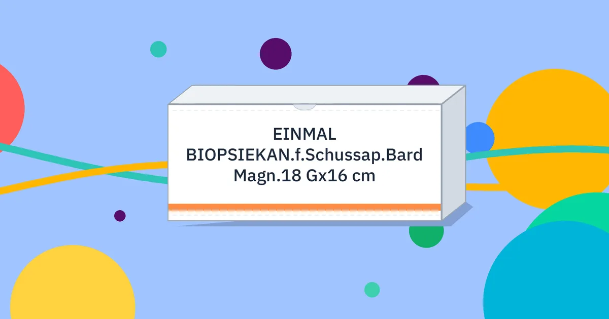 Symbolbild: Packung mit der Aufschrift EINMAL BIOPSIEKAN.f.Schussap.Bard Magn.18 Gx16 cm (PZN 00283653) – Verfügbarkeit und Bezug in Apotheken in Frankfurt am Main