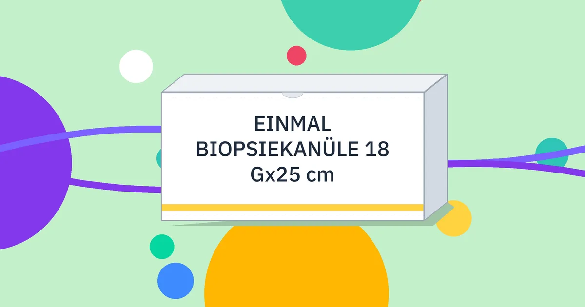 Symbolbild: Packung mit der Aufschrift EINMAL BIOPSIEKANÜLE 18 Gx25 cm (PZN 17271588) – Verfügbarkeit und Bezug in Apotheken in Frankfurt am Main