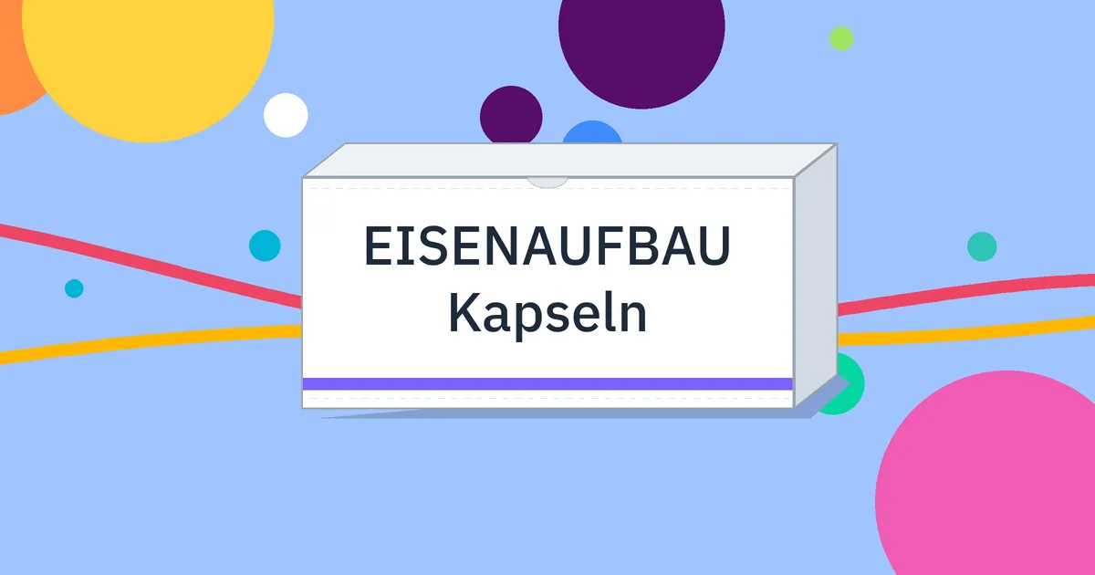 Symbolbild: Packung mit der Aufschrift EISENAUFBAU Kapseln (PZN 10794389) – Verfügbarkeit und Bezug in Apotheken in Frankfurt am Main