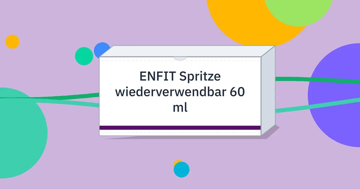 Symbolbild: Packung mit der Aufschrift ENFIT Spritze wiederverwendbar 60 ml (PZN 20647011) – Verfügbarkeit und Bezug in Apotheken in Frankfurt am Main
