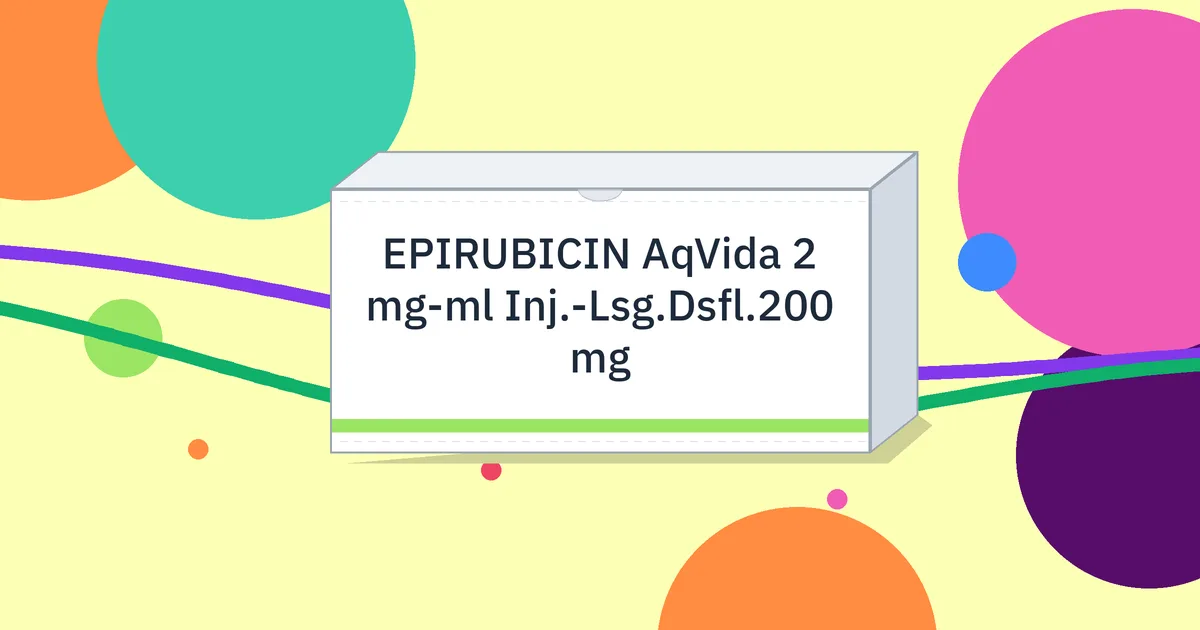 Symbolbild: Packung mit der Aufschrift EPIRUBICIN AqVida 2 mg-ml Inj.-Lsg.Dsfl.200 mg (PZN 18598498) – Verfügbarkeit und Bezug in Apotheken in Frankfurt am Main