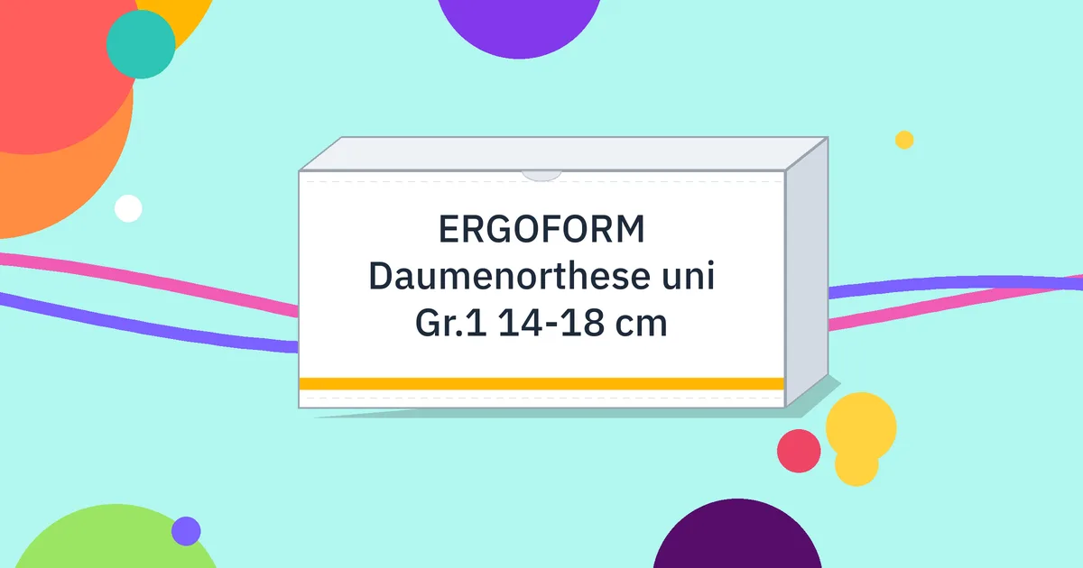 Symbolbild: Packung mit der Aufschrift ERGOFORM Daumenorthese uni Gr.1 14-18 cm (PZN 15608701) – Verfügbarkeit und Bezug in Apotheken in Frankfurt am Main