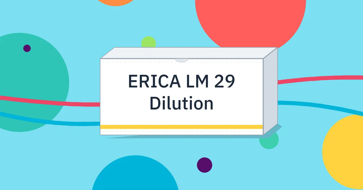 Symbolbild: Packung mit der Aufschrift ERICA LM 29 Dilution (PZN 13477873) – Verfügbarkeit und Bezug in Apotheken in Frankfurt am Main