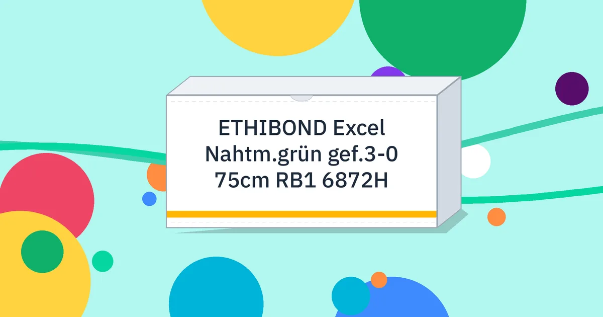 Symbolbild: Packung mit der Aufschrift ETHIBOND Excel Nahtm.grün gef.3-0 75cm RB1 6872H (PZN 16250087) – Verfügbarkeit und Bezug in Apotheken in Frankfurt am Main