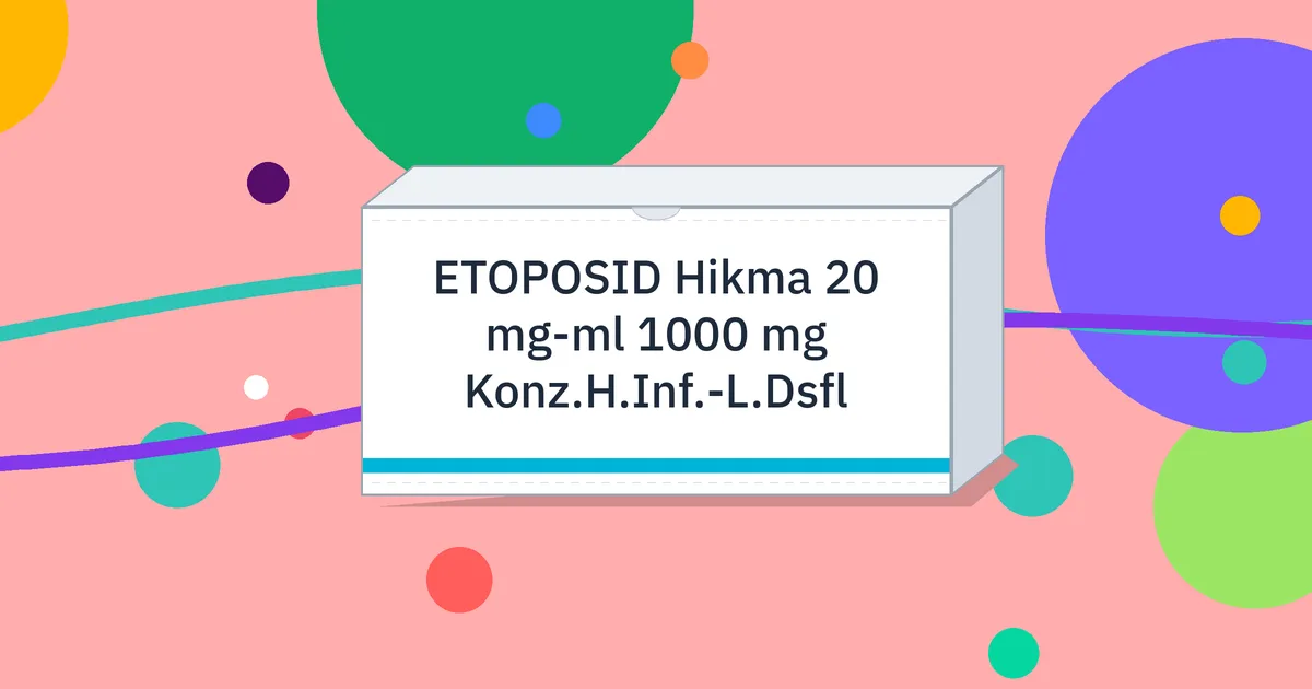 Symbolbild: Packung mit der Aufschrift ETOPOSID Hikma 20 mg-ml 1000 mg Konz.H.Inf.-L.Dsfl (PZN 18021876) – Verfügbarkeit und Bezug in Apotheken in Frankfurt am Main
