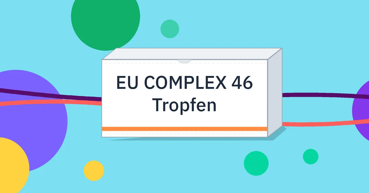 Symbolbild: Packung mit der Aufschrift EU COMPLEX 46 Tropfen (PZN 18162200) – Verfügbarkeit und Bezug in Apotheken in Frankfurt am Main