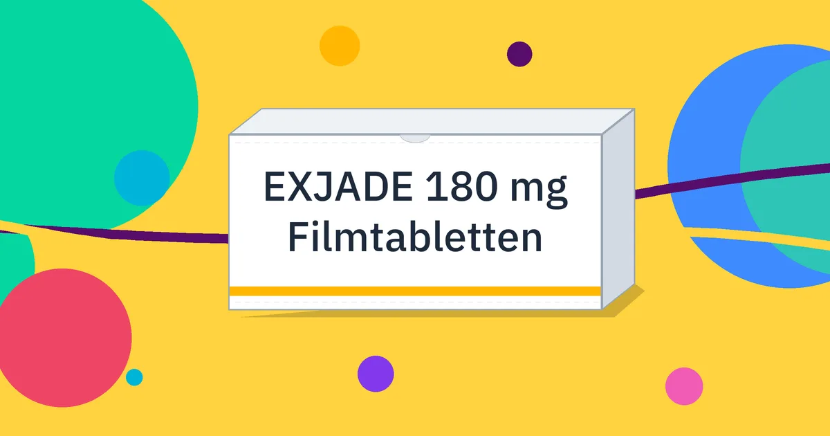 Symbolbild: Packung mit der Aufschrift EXJADE 180 mg Filmtabletten (PZN 13169284) – Verfügbarkeit und Bezug in Apotheken in Frankfurt am Main