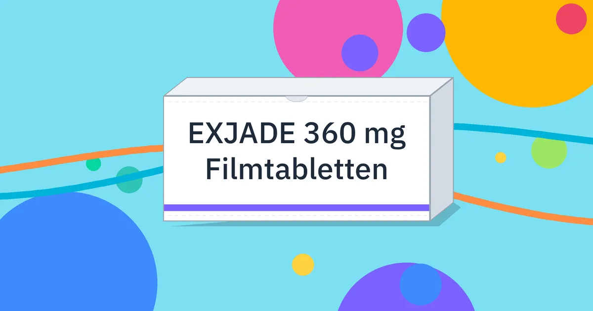 Symbolbild: Packung mit der Aufschrift EXJADE 360 mg Filmtabletten (PZN 14173336) – Verfügbarkeit und Bezug in Apotheken in Frankfurt am Main