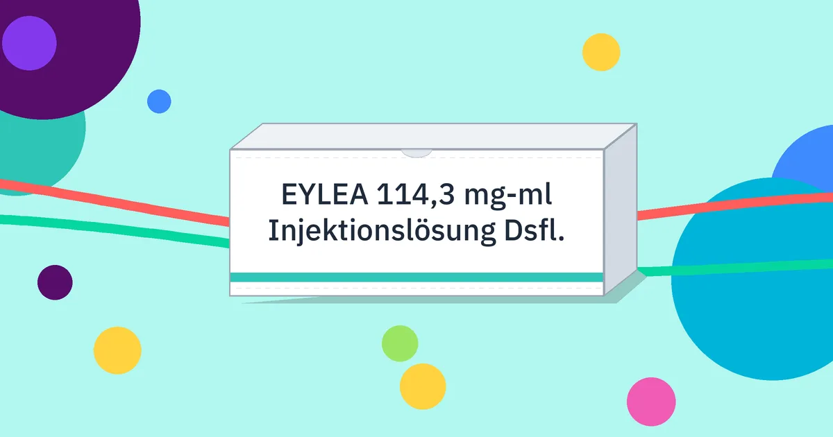 Symbolbild: Packung mit der Aufschrift EYLEA 114,3 mg-ml Injektionslösung Dsfl. (PZN 19434362) – Verfügbarkeit und Bezug in Apotheken in Frankfurt am Main