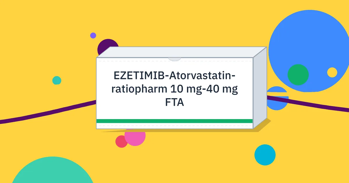 Symbolbild: Packung mit der Aufschrift EZETIMIB-Atorvastatin-ratiopharm 10 mg-40 mg FTA (PZN 16852509) – Verfügbarkeit und Bezug in Apotheken in Frankfurt am Main