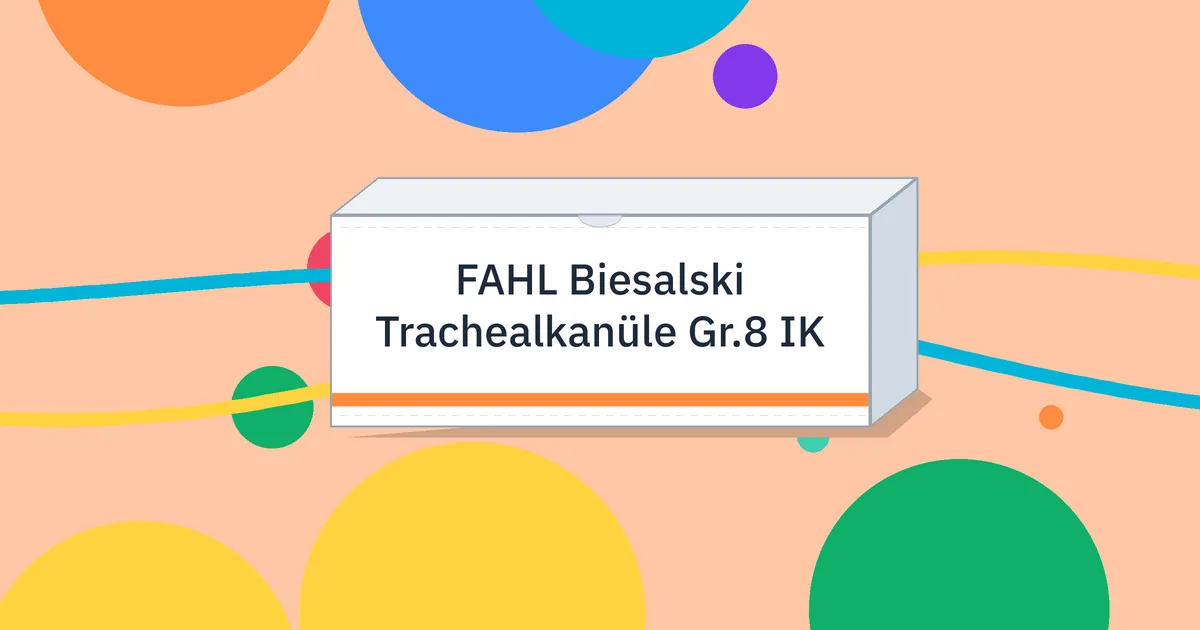 Symbolbild: Packung mit der Aufschrift FAHL Biesalski Trachealkanüle Gr.8 IK (PZN 14003077) – Verfügbarkeit und Bezug in Apotheken in Frankfurt am Main