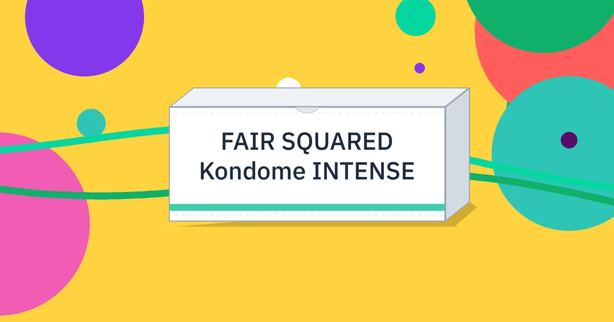 Symbolbild: Packung mit der Aufschrift FAIR SQUARED Kondome INTENSE (PZN 18371760) – Verfügbarkeit und Bezug in Apotheken in Frankfurt am Main