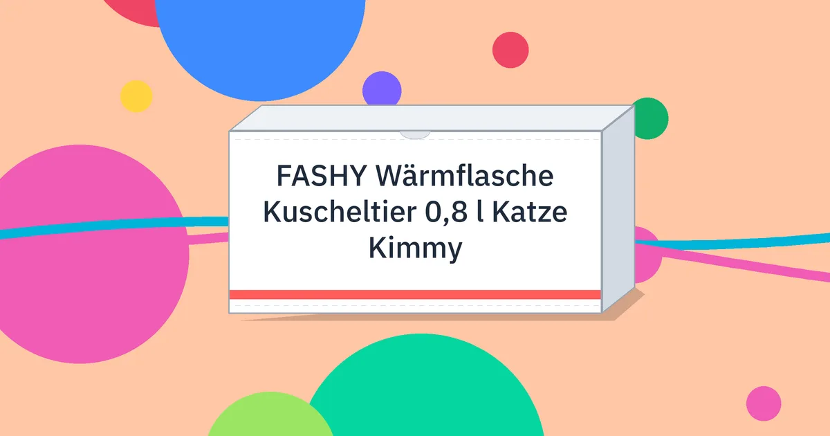 Symbolbild: Packung mit der Aufschrift FASHY Wärmflasche Kuscheltier 0,8 l Katze Kimmy (PZN 19136914) – Verfügbarkeit und Bezug in Apotheken in Frankfurt am Main