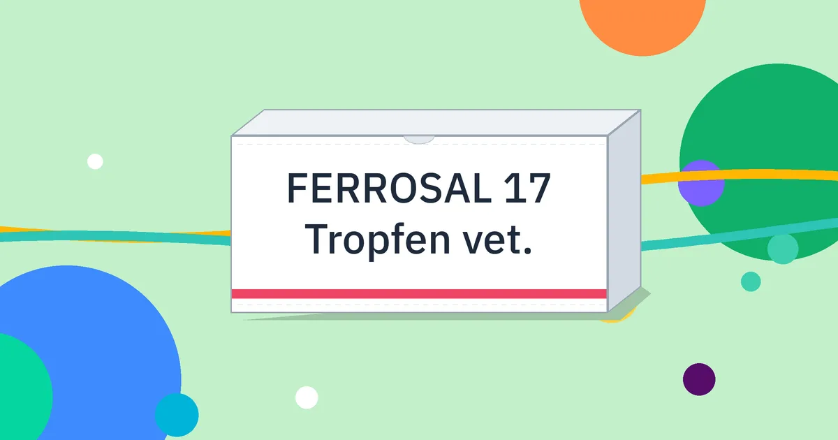 Symbolbild: Packung mit der Aufschrift FERROSAL 17 Tropfen vet. (PZN 00225288) – Verfügbarkeit und Bezug in Apotheken in Frankfurt am Main