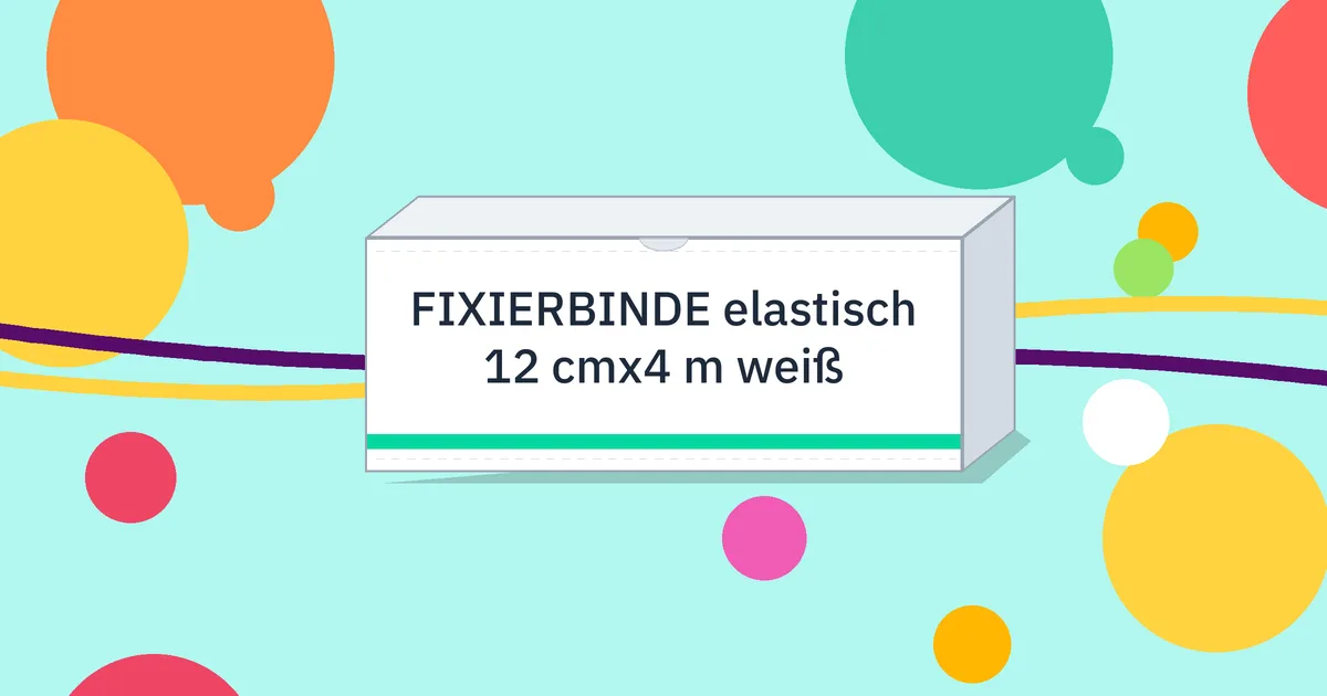 Symbolbild: Packung mit der Aufschrift FIXIERBINDE elastisch 12 cmx4 m weiß (PZN 01960328) – Verfügbarkeit und Bezug in Apotheken in Frankfurt am Main