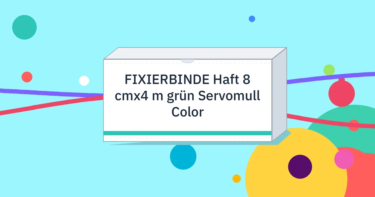 Symbolbild: Packung mit der Aufschrift FIXIERBINDE Haft 8 cmx4 m grün Servomull Color (PZN 04761687) – Verfügbarkeit und Bezug in Apotheken in Frankfurt am Main